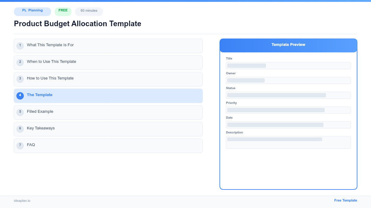 Product Budget Allocation Template