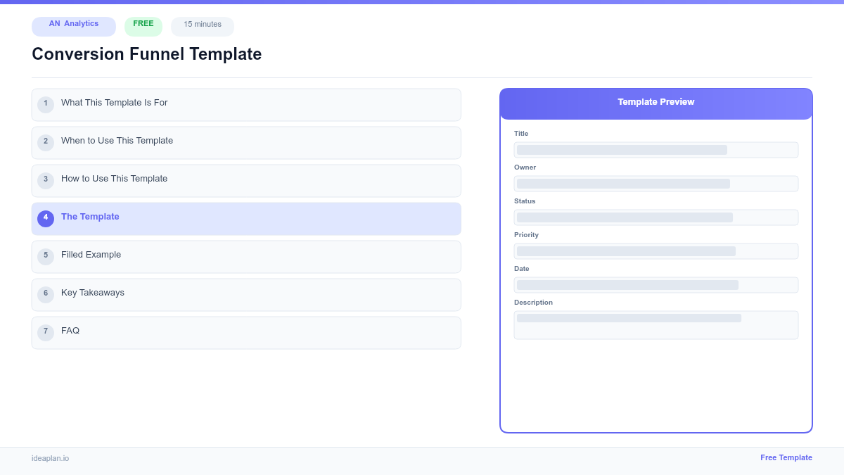 Conversion Funnel Template for Product Analytics