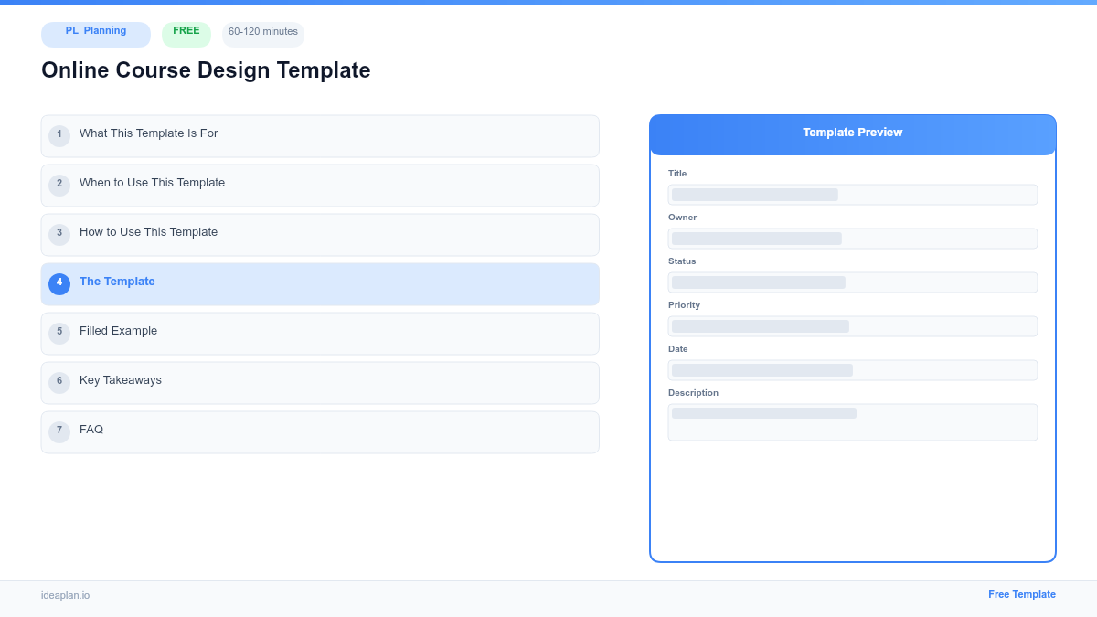 Online Course Design Template for PMs