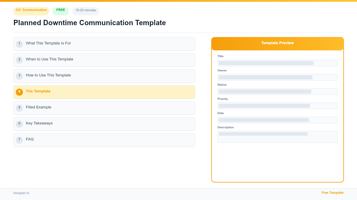 Planned Downtime Communication Template