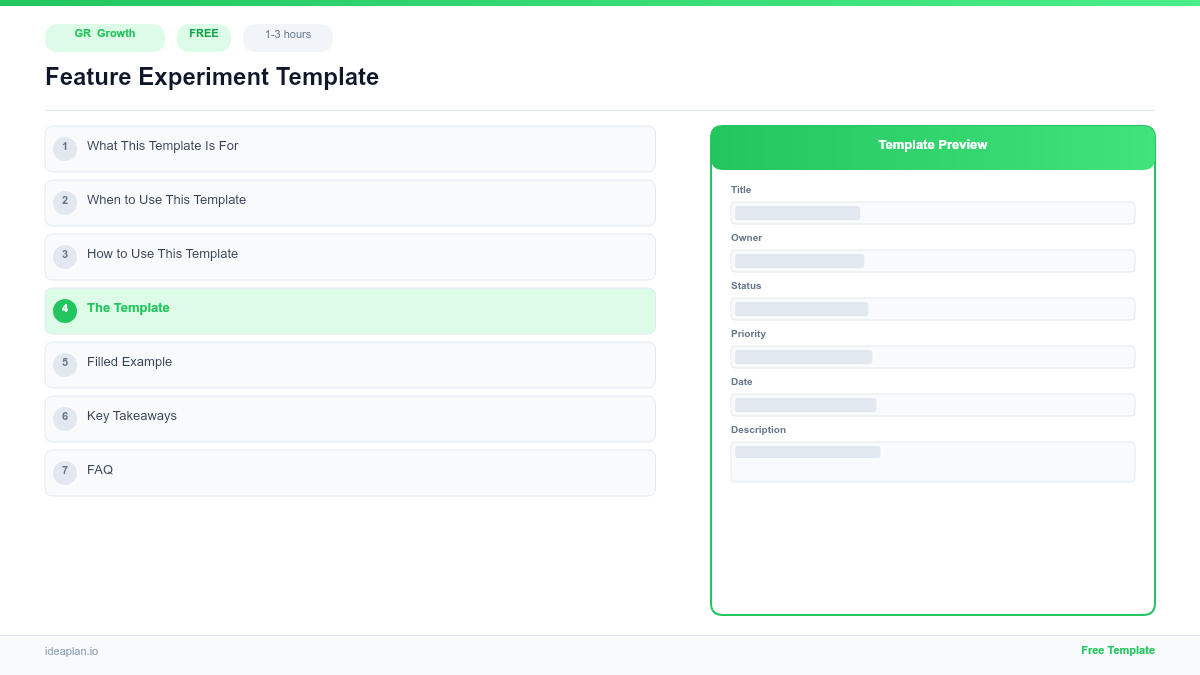 Feature Experiment Template for Product Growth | IdeaPlan