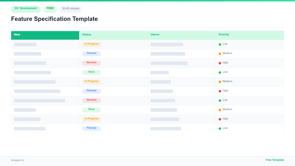 Feature Specification Template for PMs