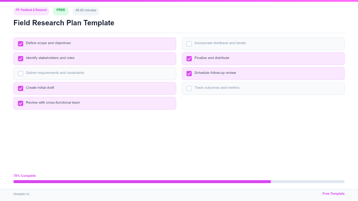 Field Research Plan Template for User Research
