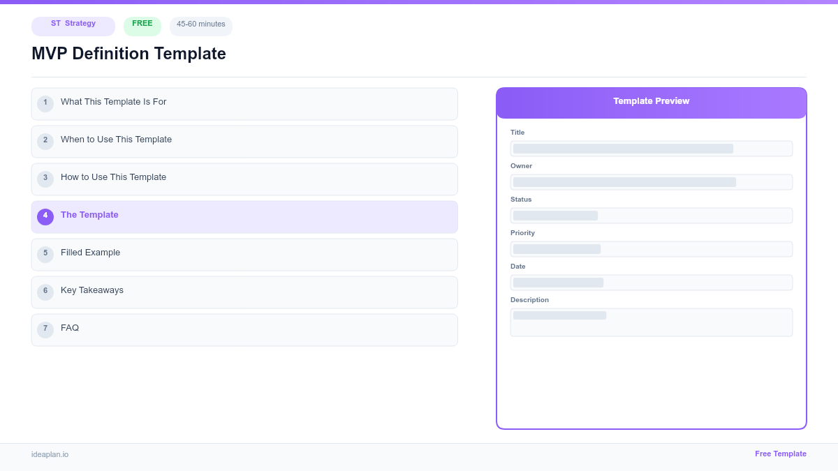 MVP Definition Template for Product Strategy | IdeaPlan