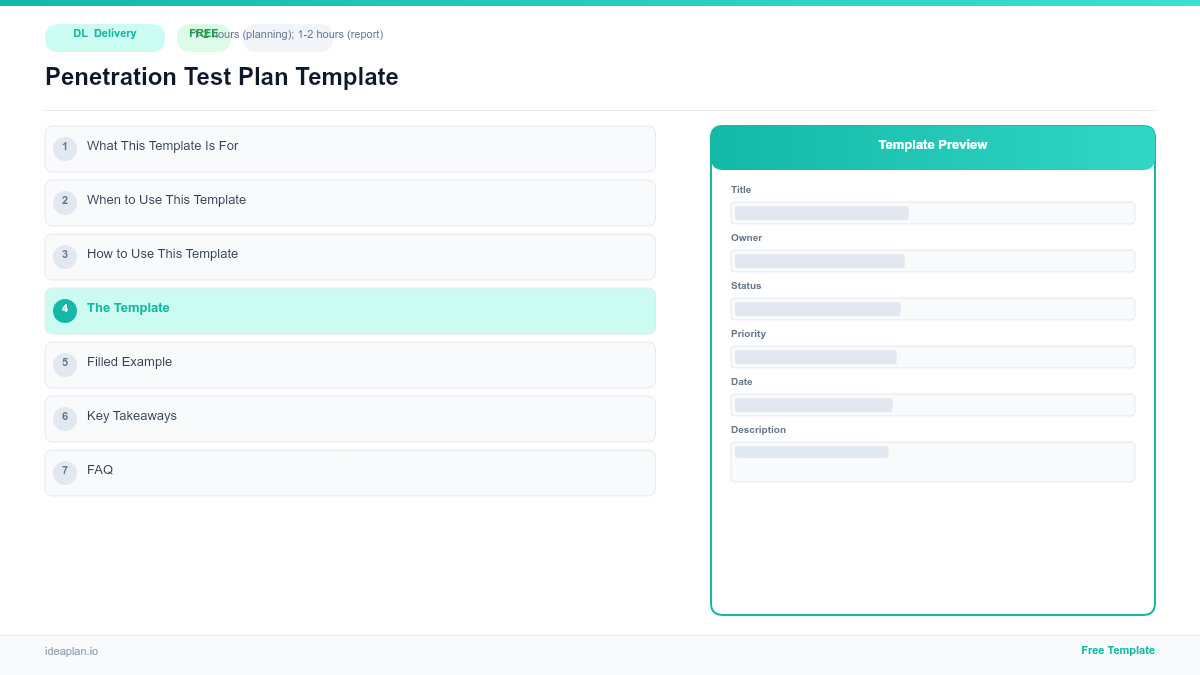 Penetration Test Plan Template for Agile Teams