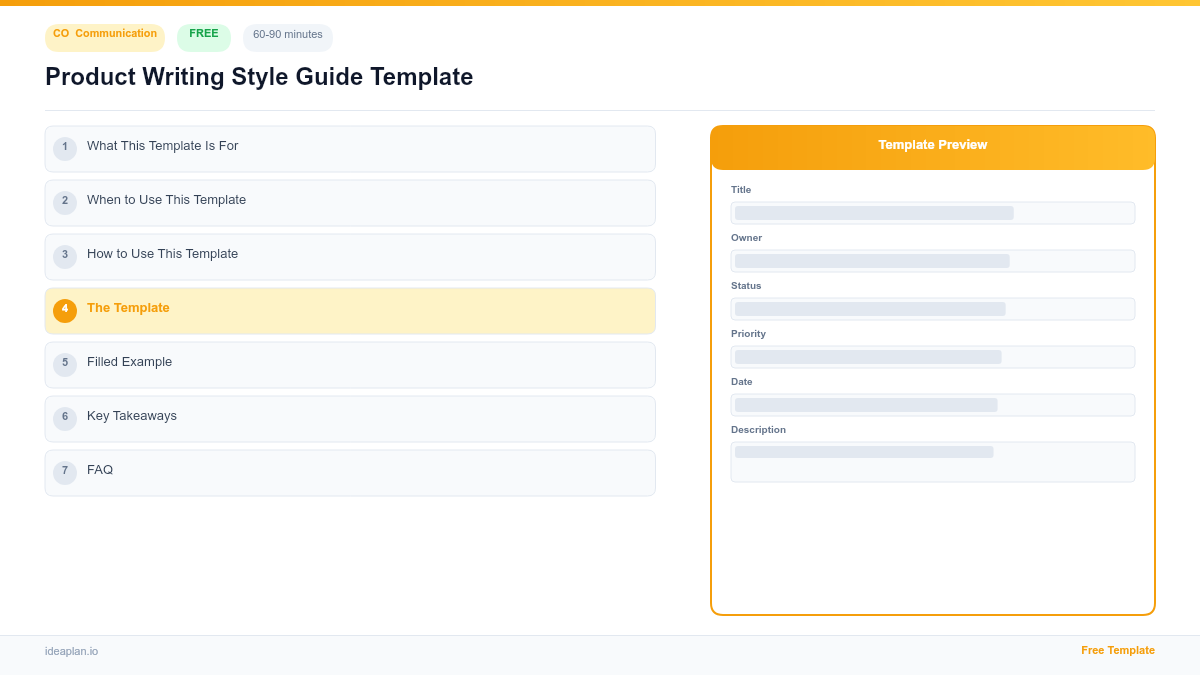 Product Writing Style Guide Template
